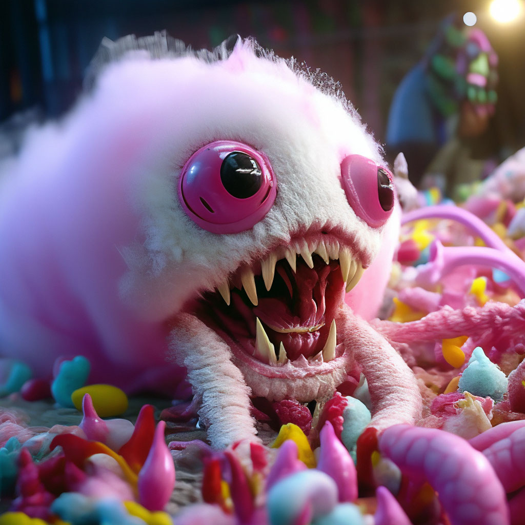 "Wormy cotton candy,symbiosis, schizoid,creepy,gloomy,horror,fear ...