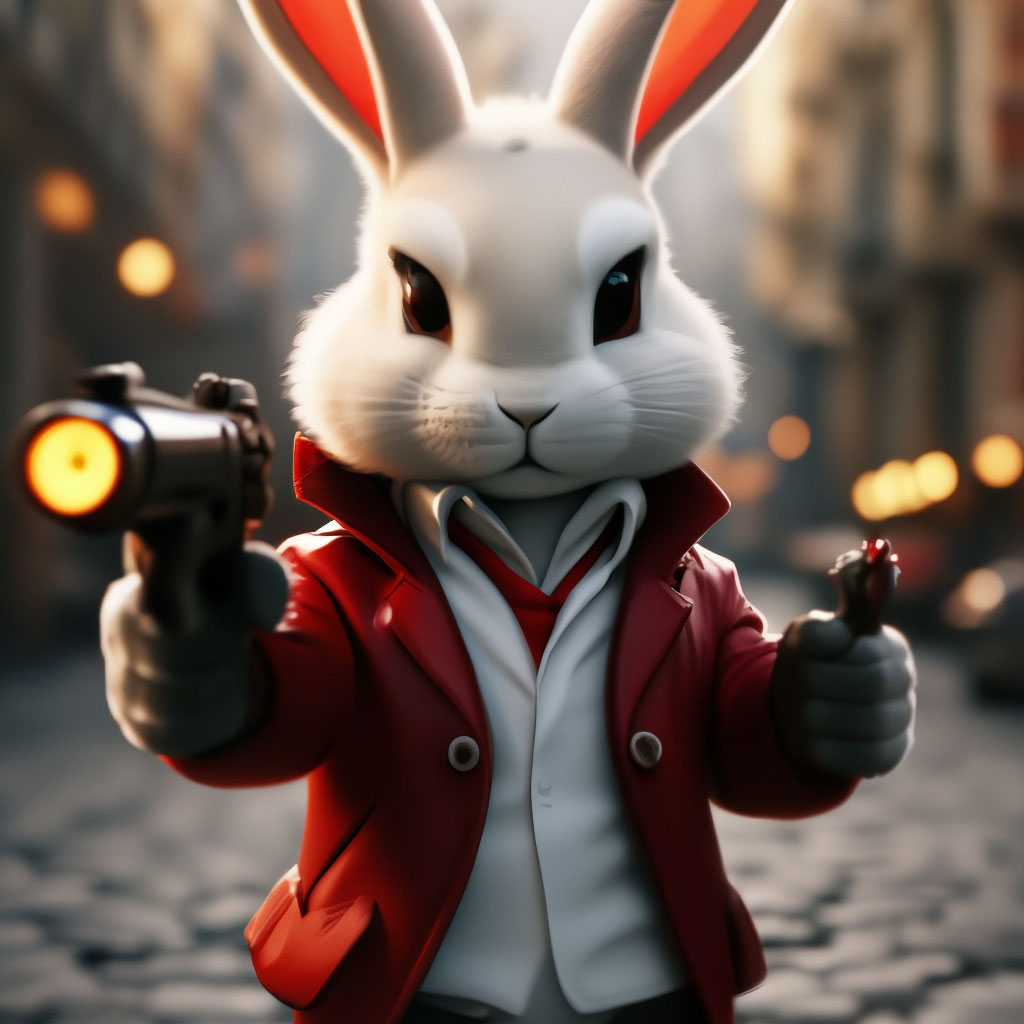 ""Sunny" is a child of the Sicilian mafia, a cute fluffy white rabbit ...