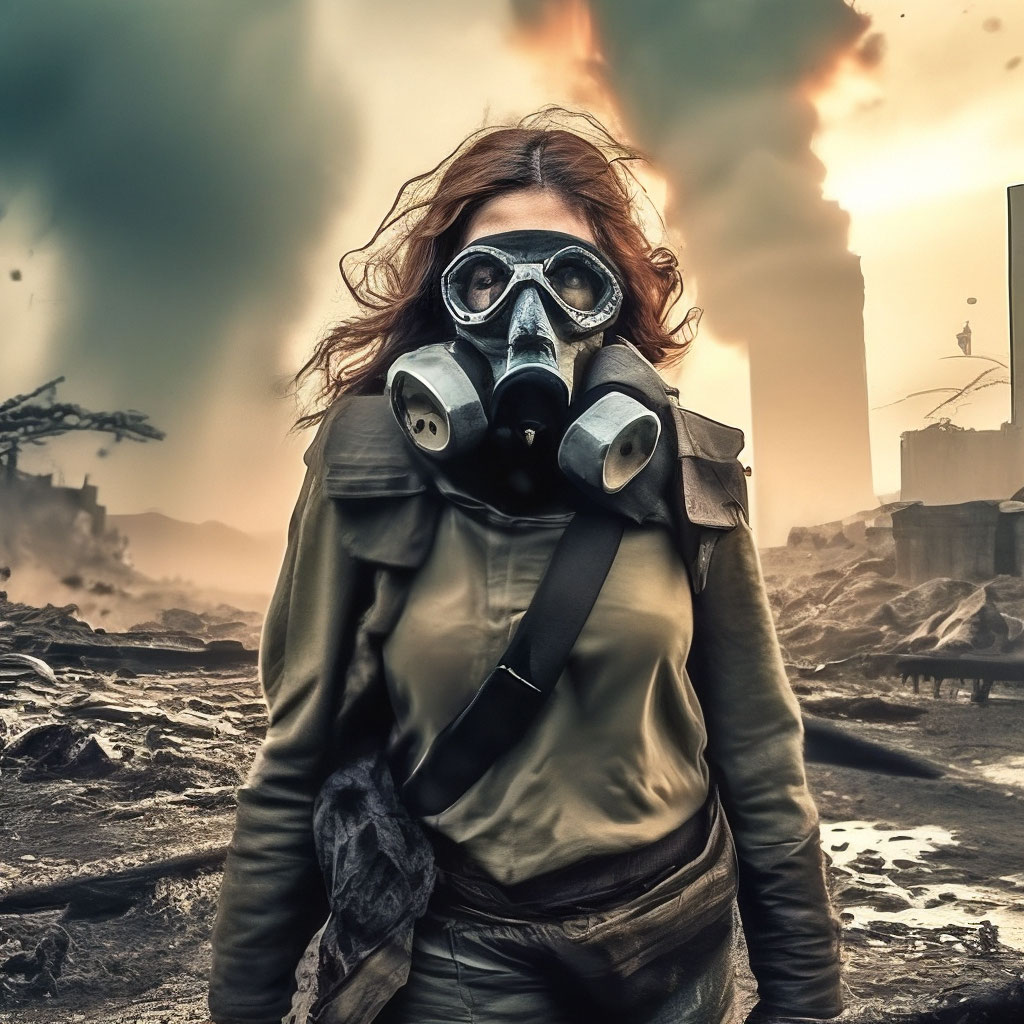 "Surviving woman, post-apocalypse, radiation, gas mask, mutants, post ...