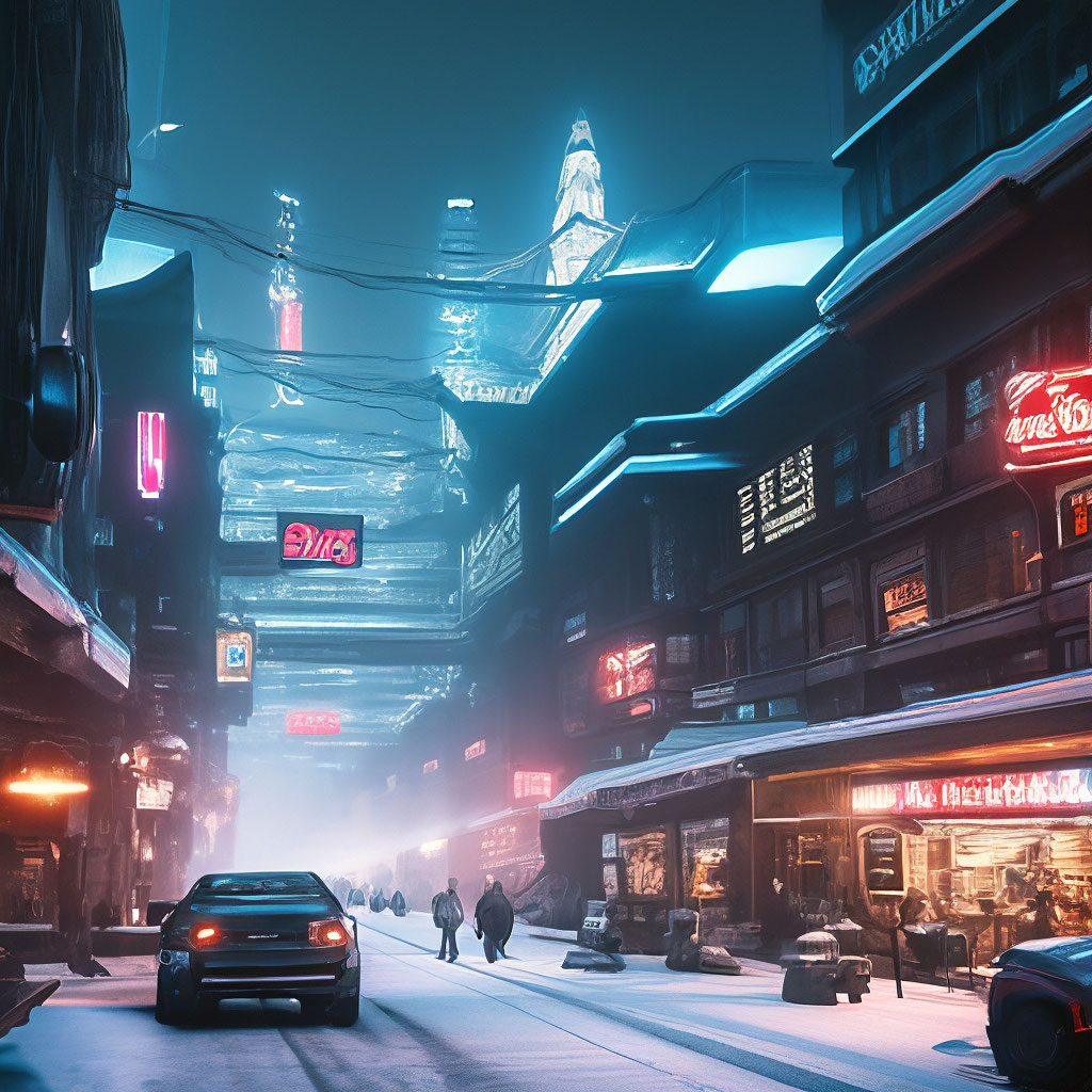 "Snow City cyberpunk" — image created in Shedevrum
