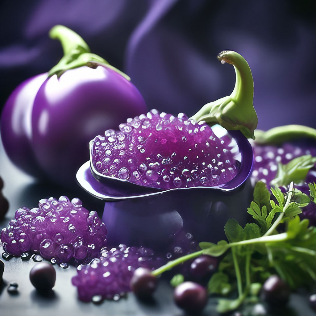 "Overseas eggplant caviar, appetizing, rich color, photorealism ...