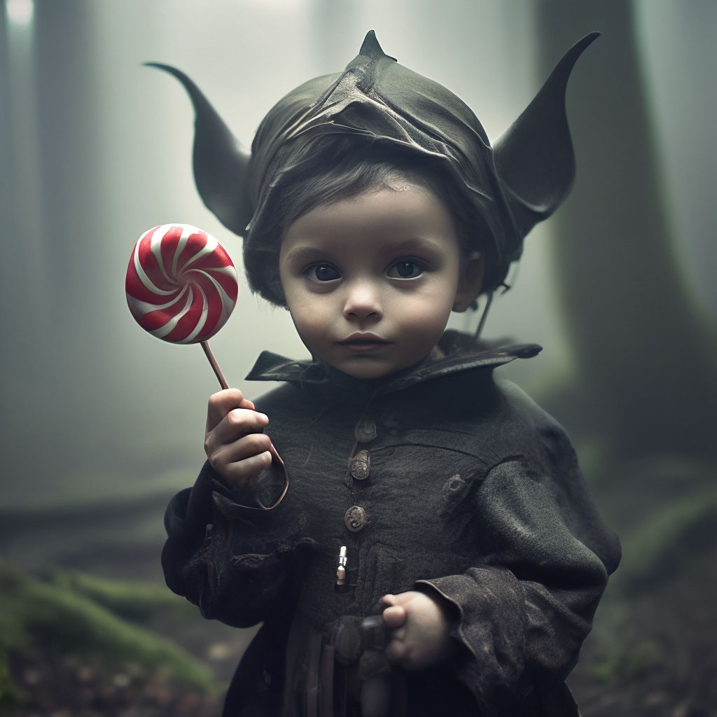 "Cute imp hands me a lollipop" — image created in Shedevrum