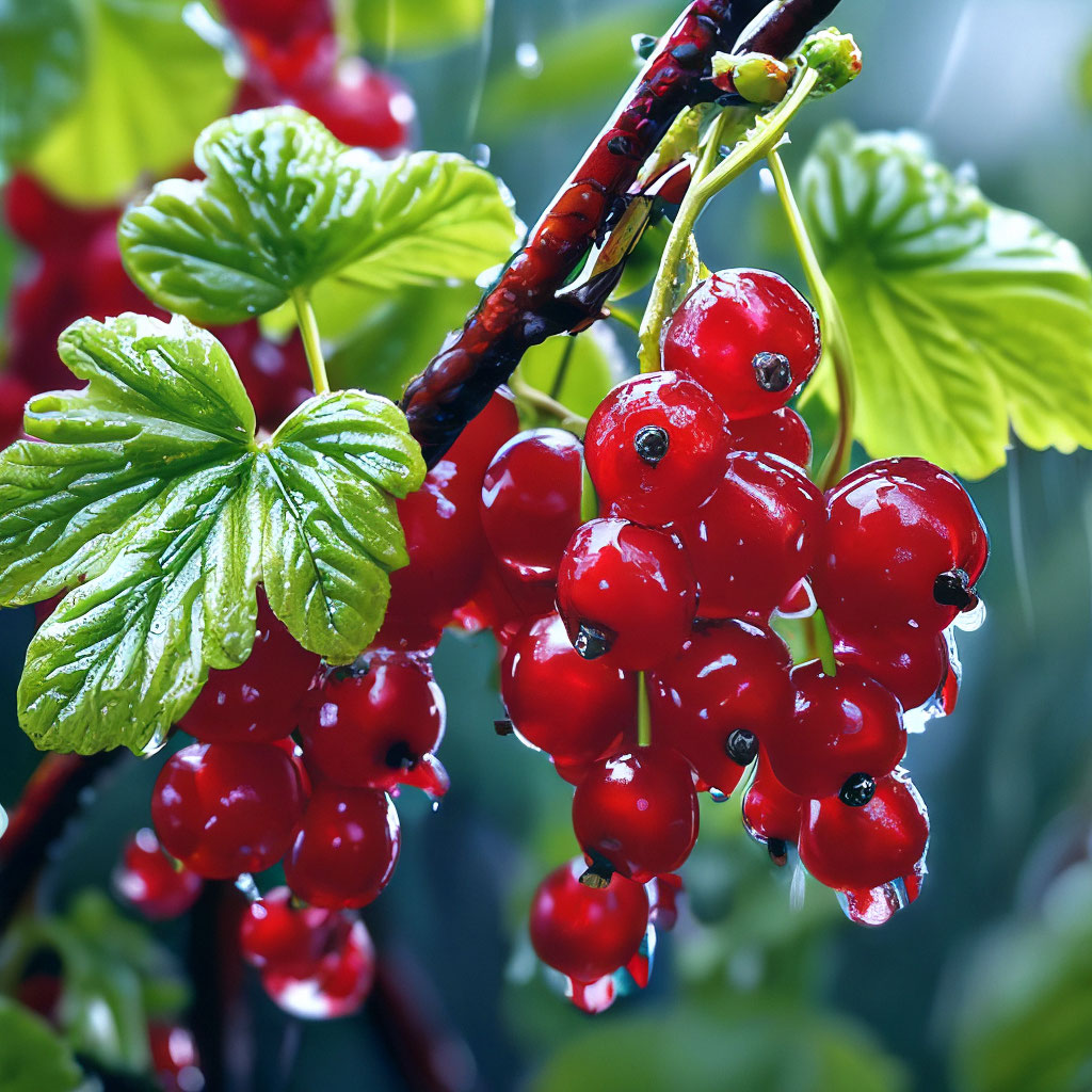 "Currant, fruit, bushes, after rain, high resolution, high detail ...