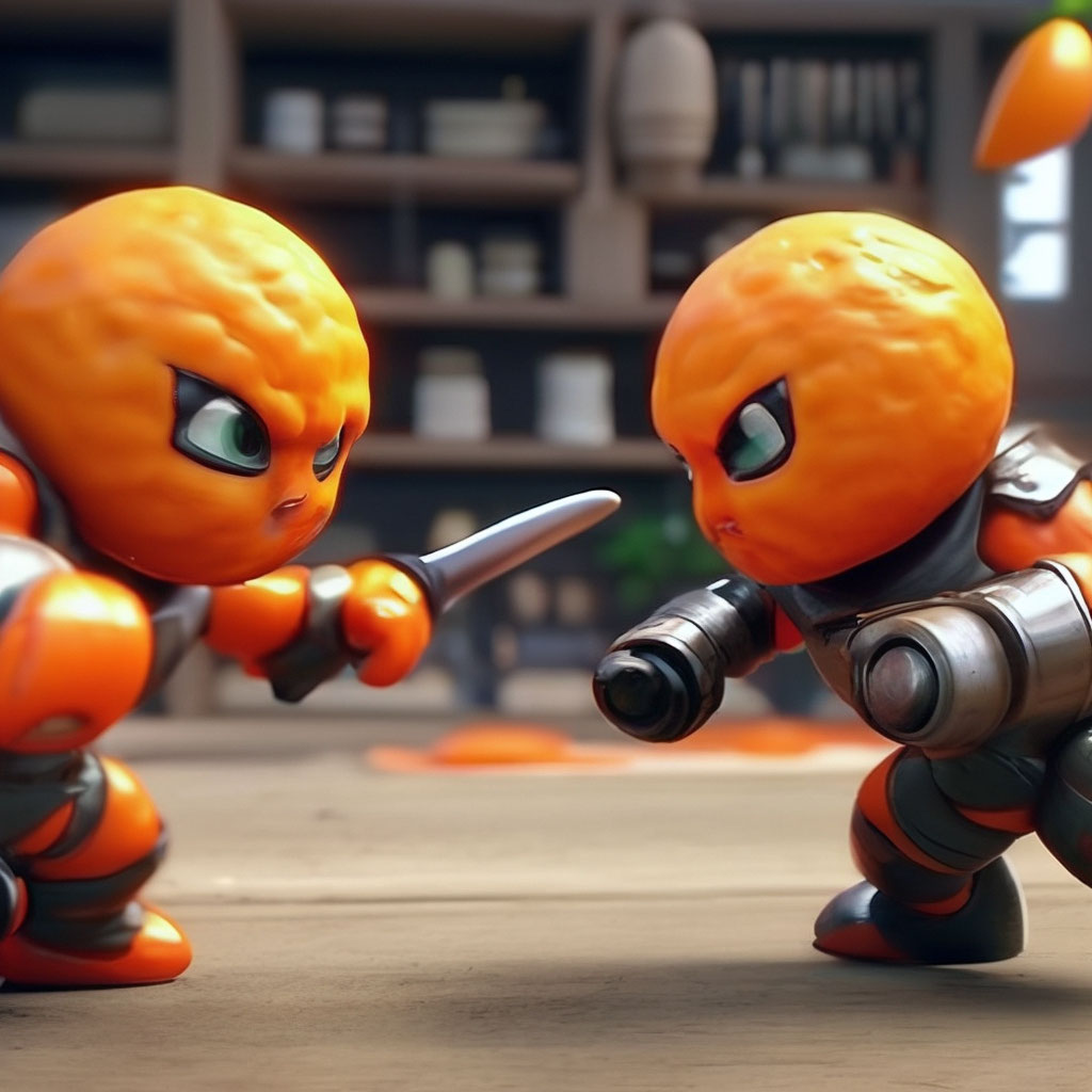 "Create a tough tangerine fight. Like a photo. Realistic. 4K.5D.High ...