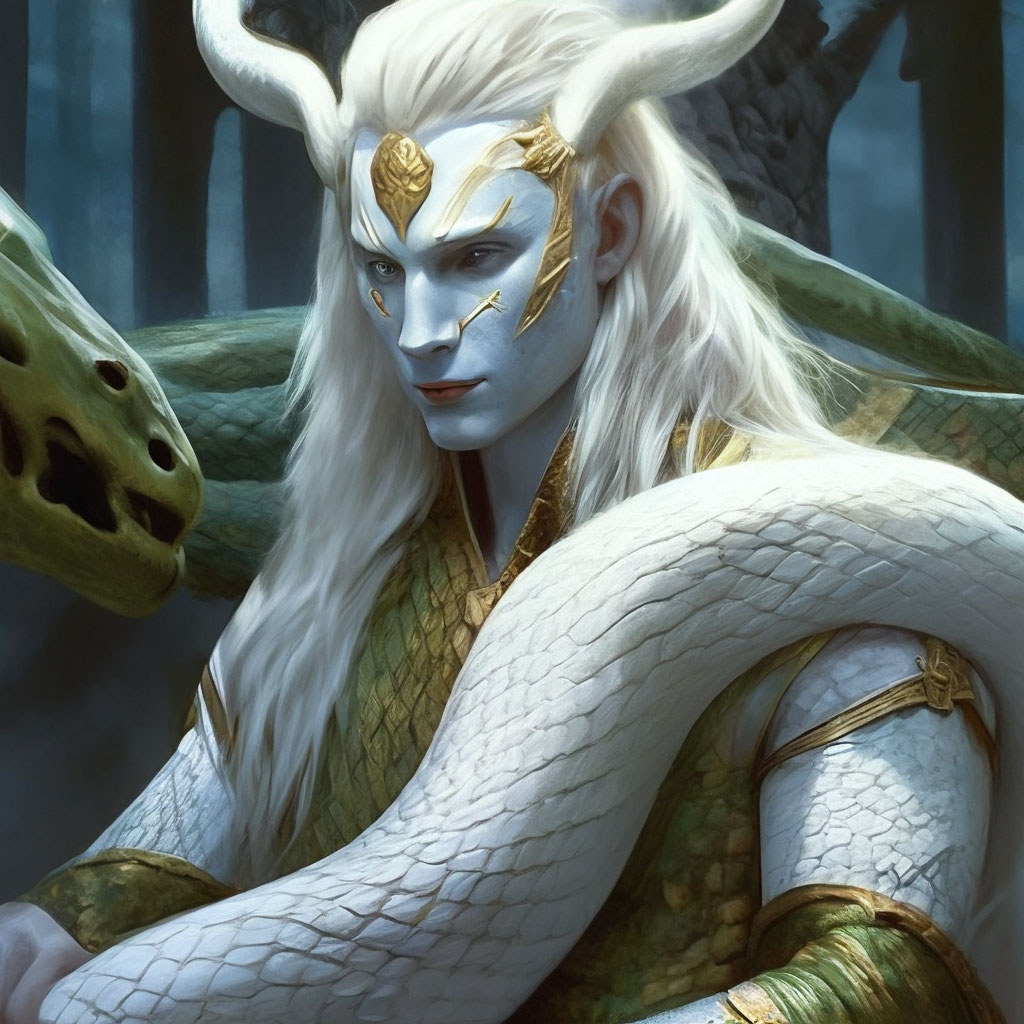 "Loki, the White-skinned Snake" — image created in Shedevrum