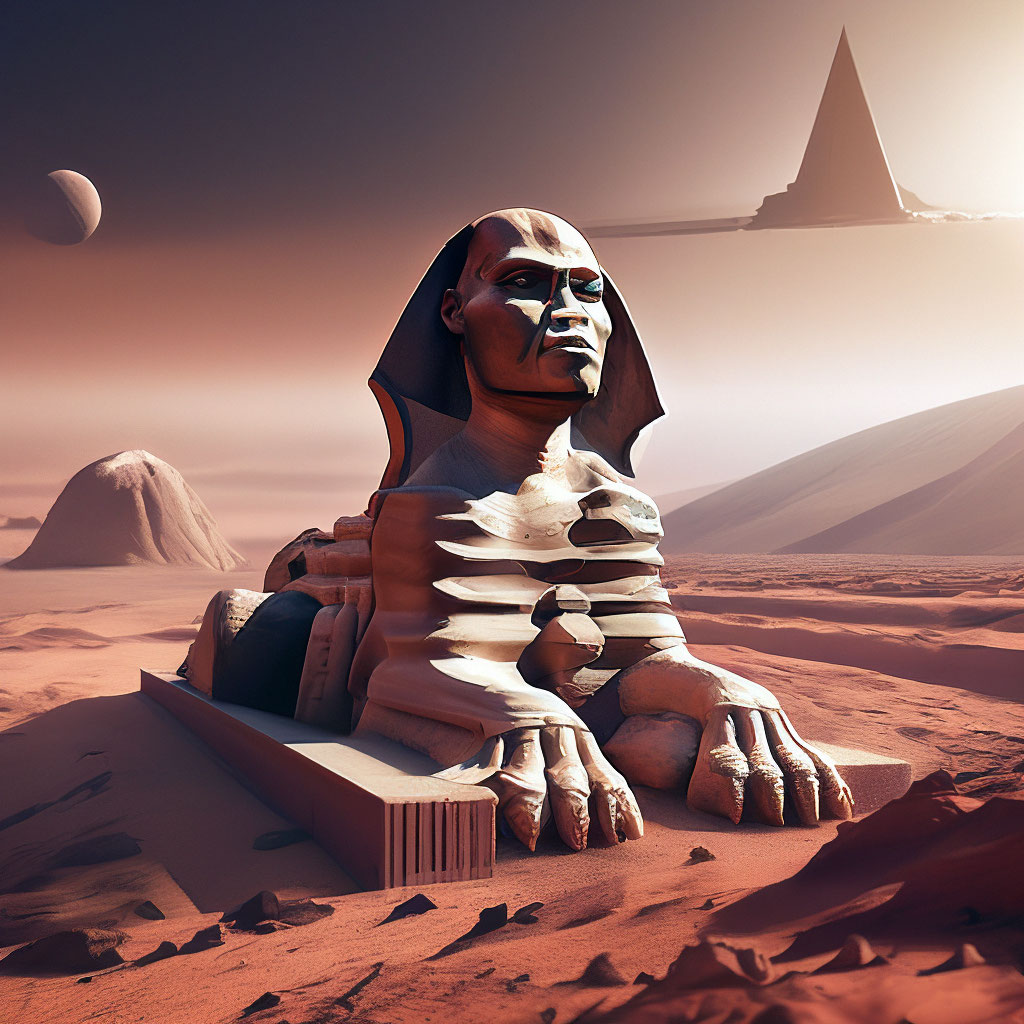 "Egyptian sphinx on Mars" — image created in Shedevrum
