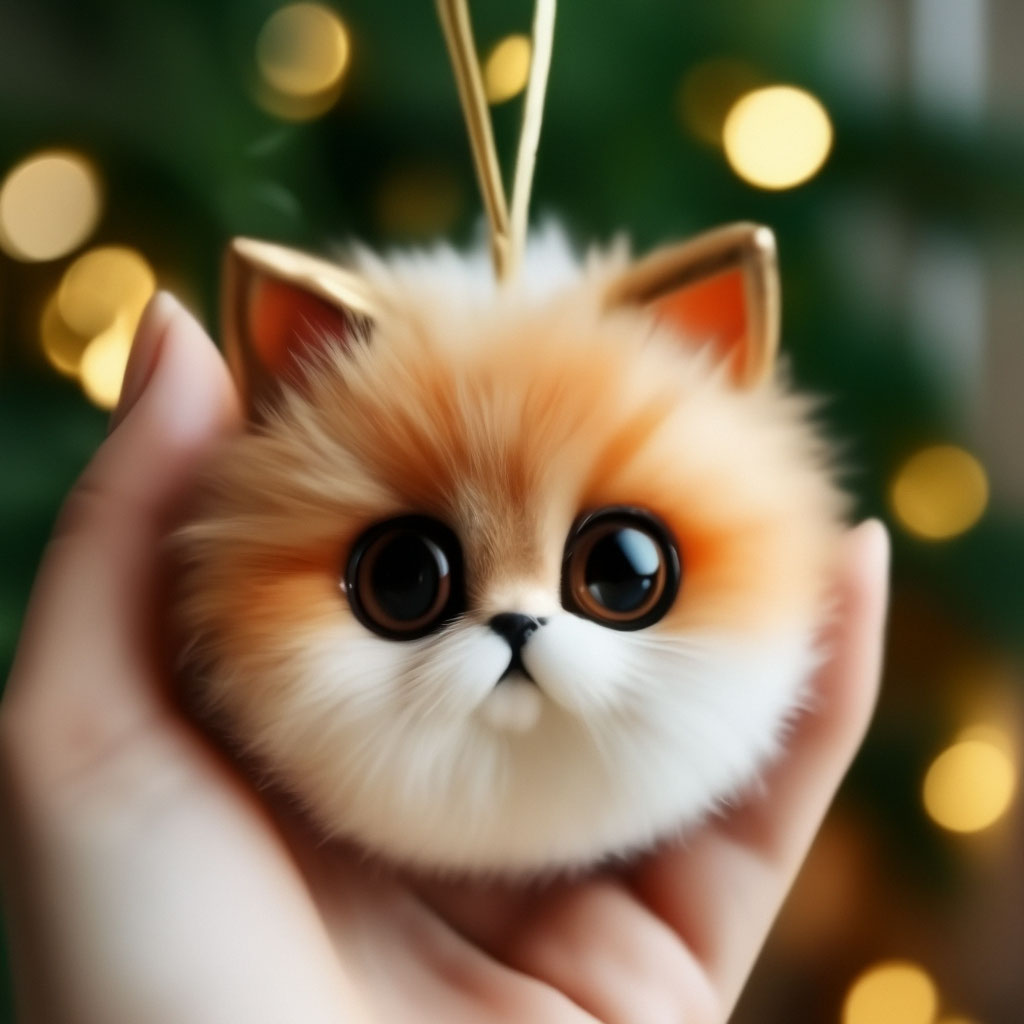 "Charm itself, cute, fluffy kitsune bug-eyed, round ball in the form of ...