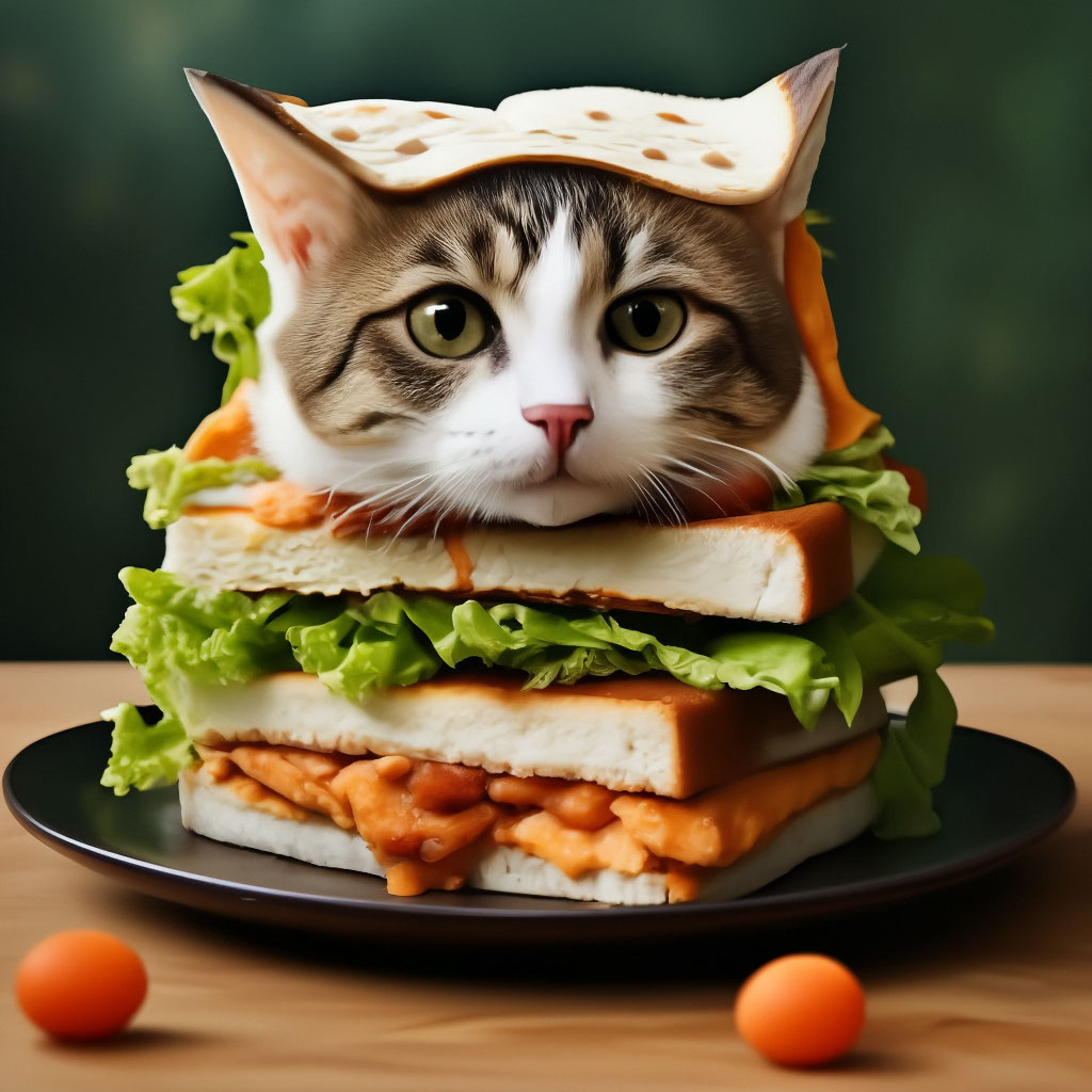 "The cat sandwich" — image created in Shedevrum