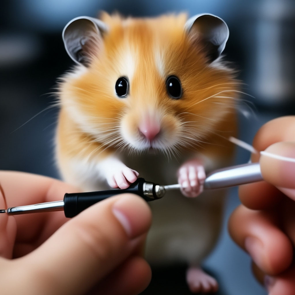 "Hamster gets injections" — image created in Shedevrum