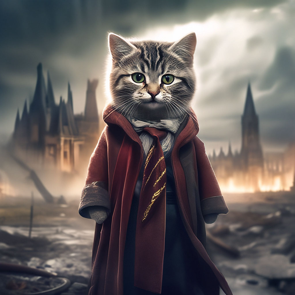 "A cat in the form of Harry Potter" — image created in Shedevrum