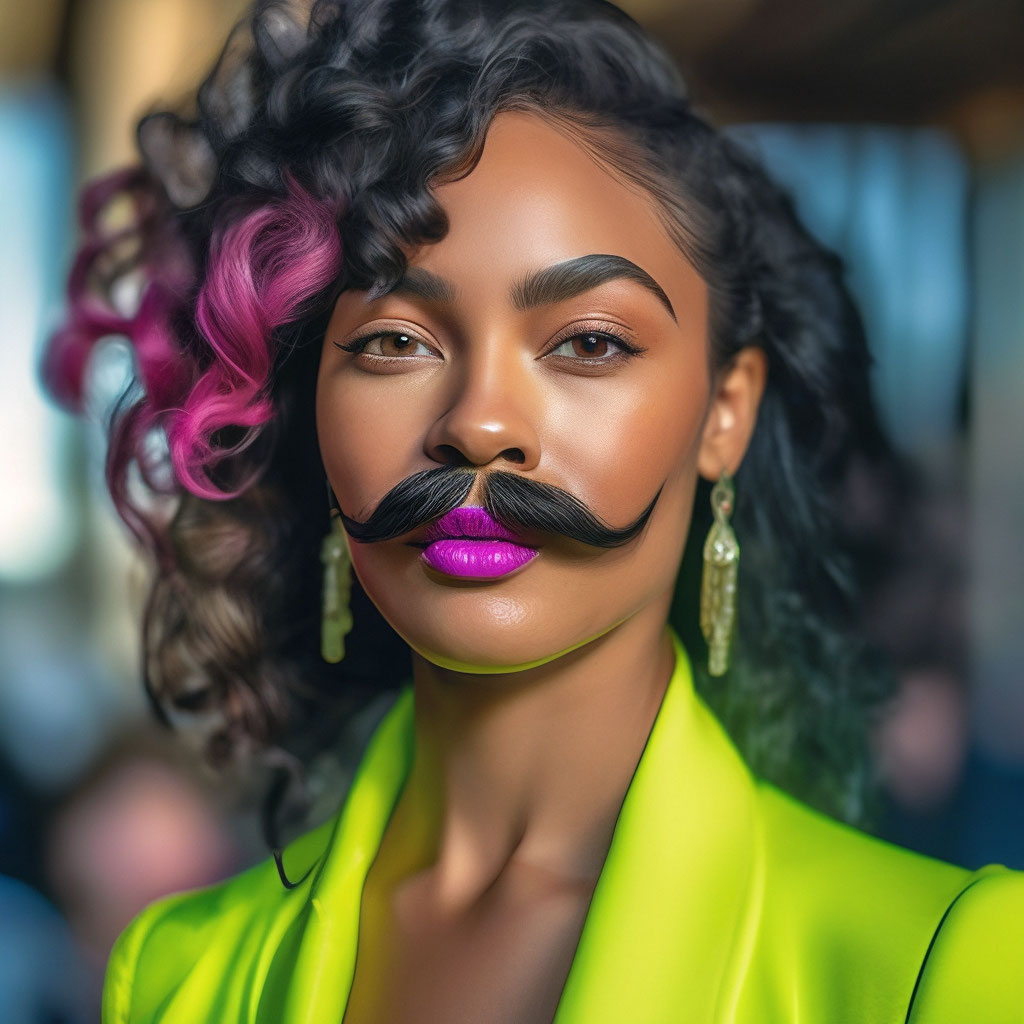 "Beautiful mulatto, mustachioed, acid-colored mustache, make au avant ...