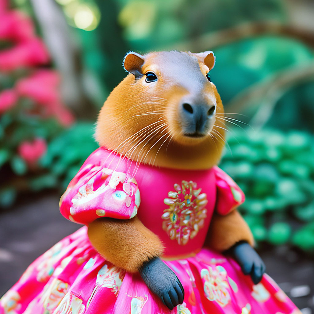 "Capybara in a barbie dress" — image created in Shedevrum