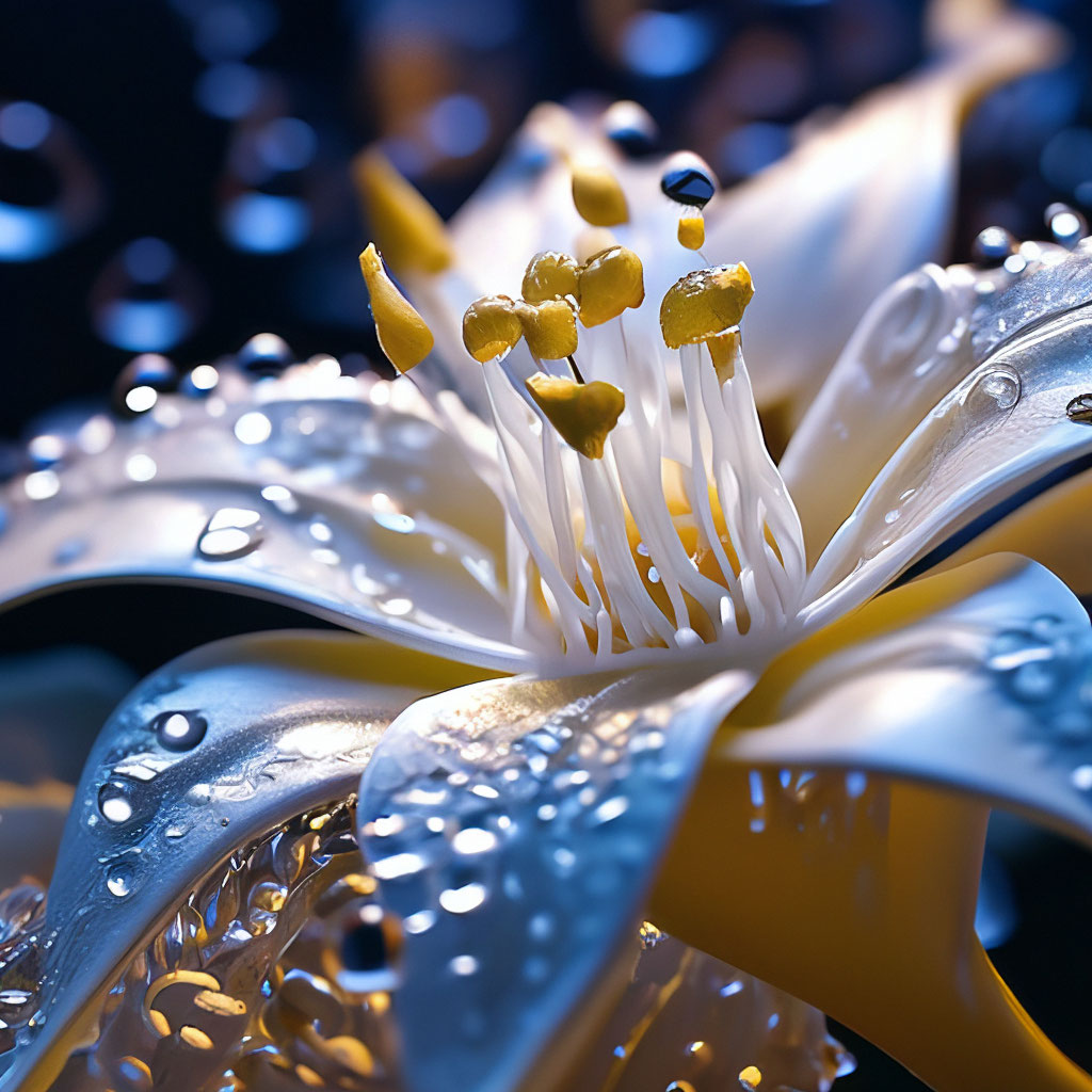 "Stunning hyperrealism, single ultra-macro + large pearl lily flower ...