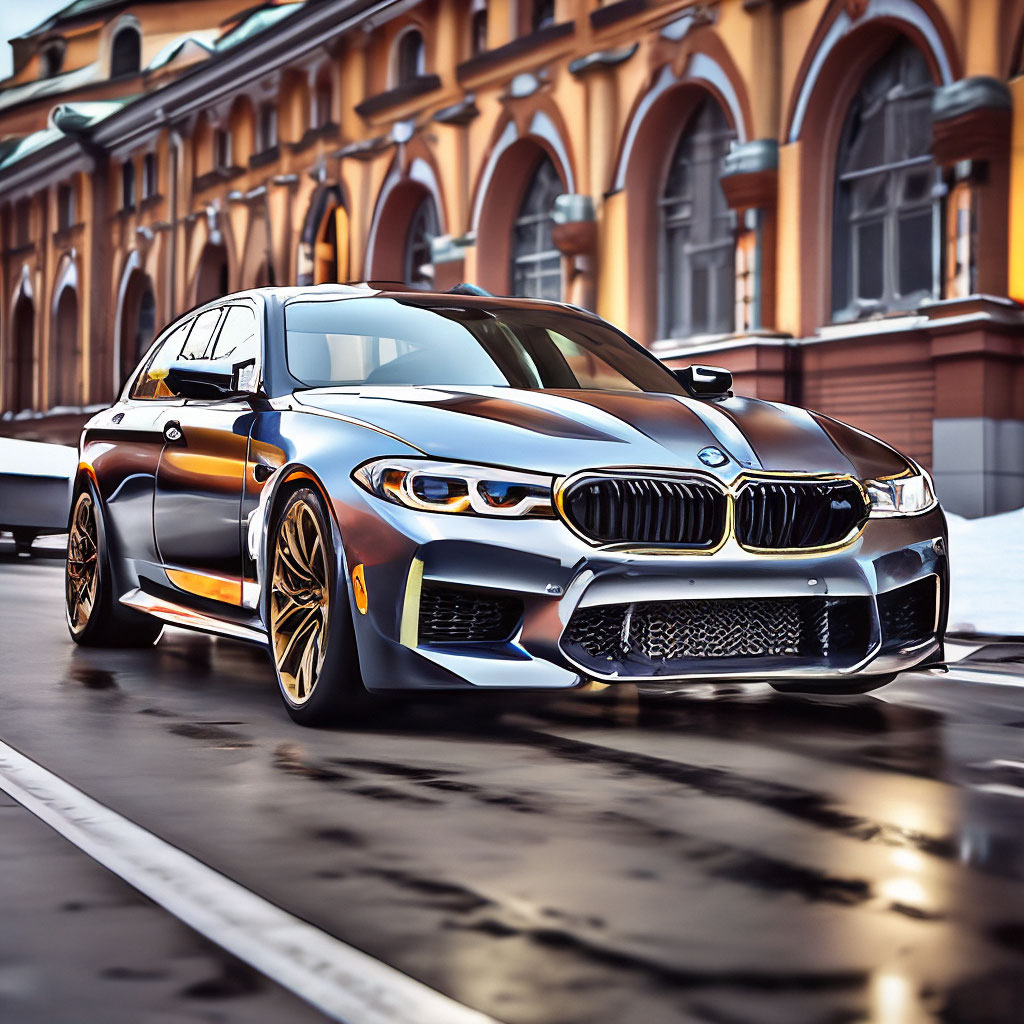 "Bmw m5 cs in Russia, high detail" — image created in Shedevrum