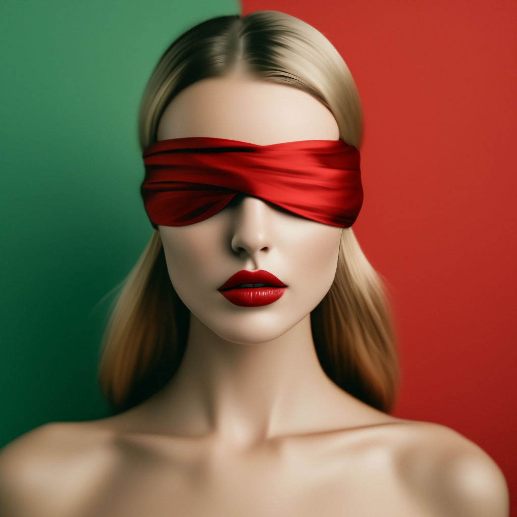 "Conceptual magazine cover, minimalism, illusion, satin blindfold in ...