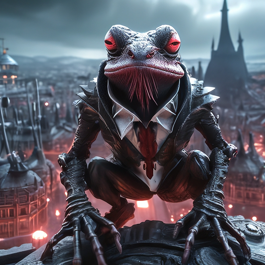 "Brutal anthropomorphic frog +vampire,cybergoticism,+coherent,intricate ...