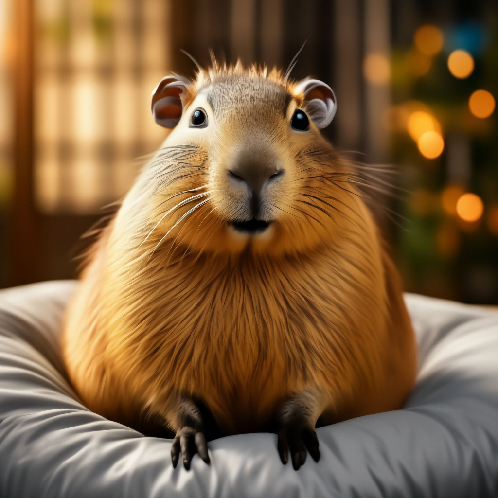 "Good morning my friends A cheerful capybara has woken up and is ...