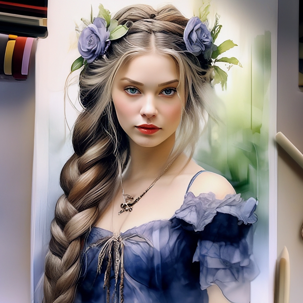 "@ lira art 🎭 watercolor painting"you.ilisa Krasa long braid"fairy tale ...