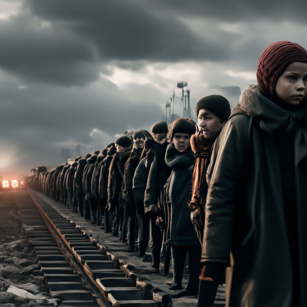 "A very long train is taking a huge crowd of children home. post ...