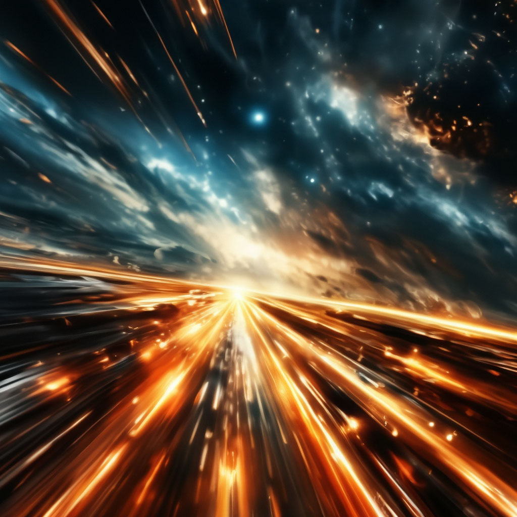 "Heaven during a hyper jump into space" — image created in Shedevrum