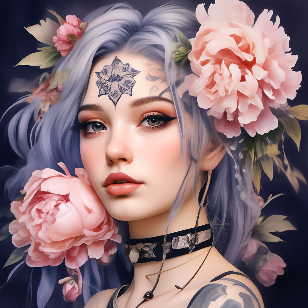 "Girl eyelashes,eyes,tattoos , peonies,eyelashes,fashionable hairstyle ...