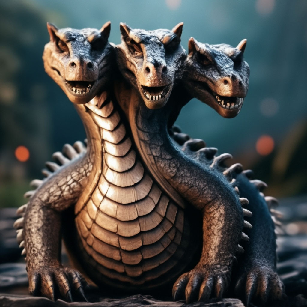 "Creep felt three-headed snake Gorynych with a hippopotamus belly,whole ...