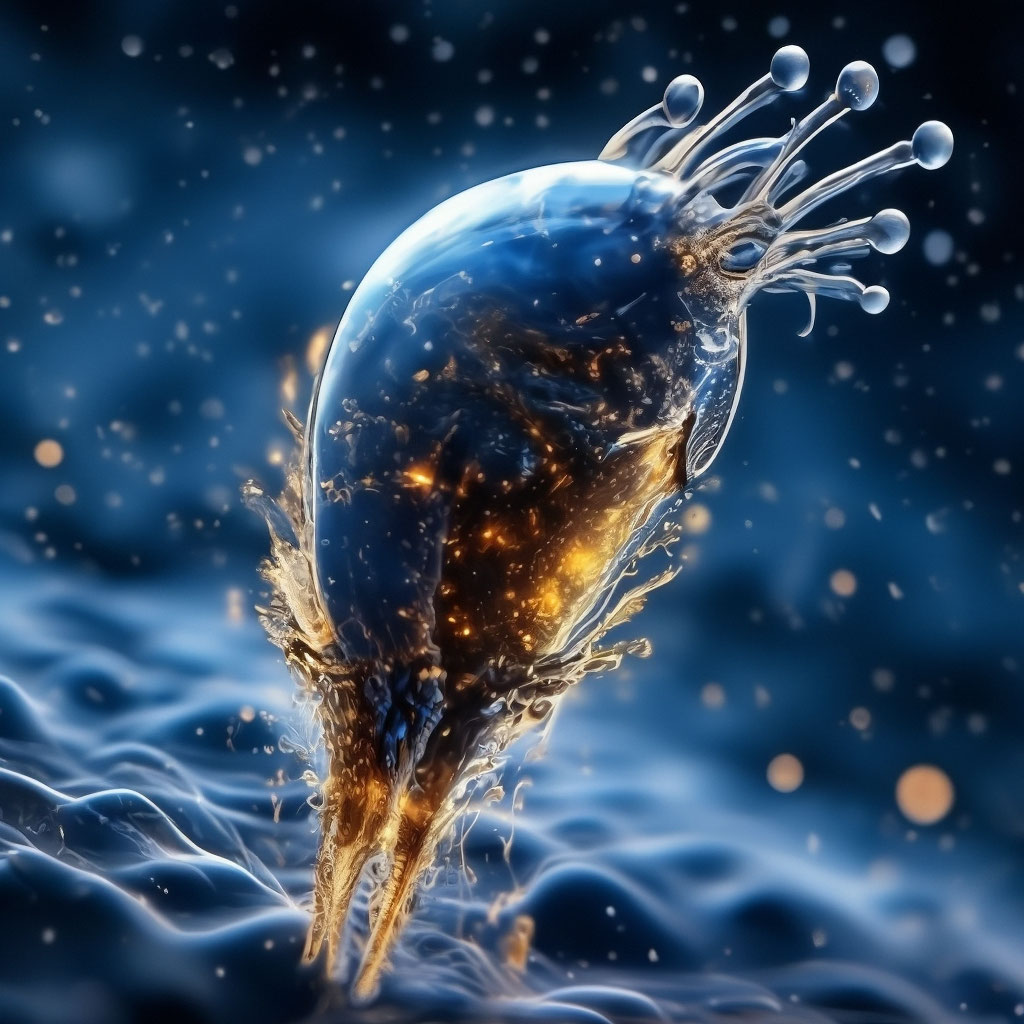 "A rotifer under a microscope a dark field among a spiral galaxy in ...