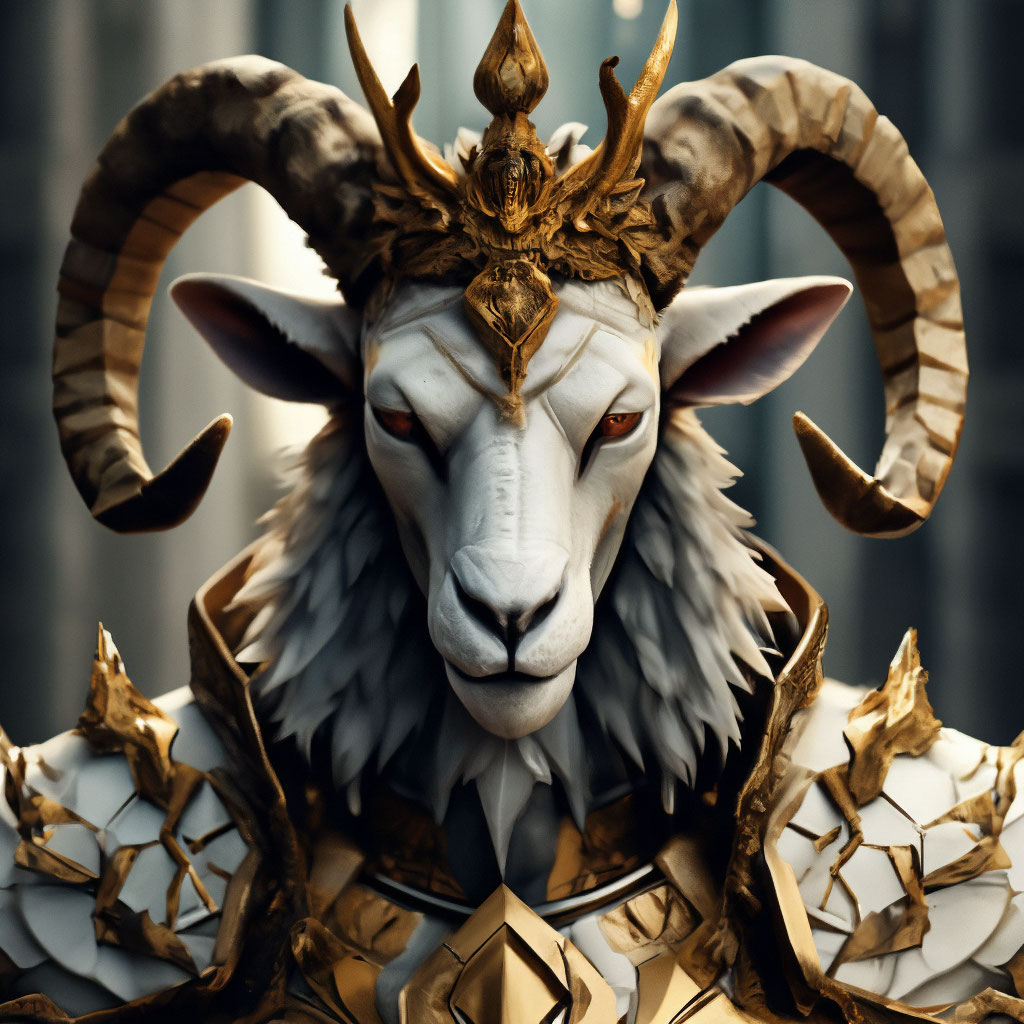 "The goat king" — image created in Shedevrum