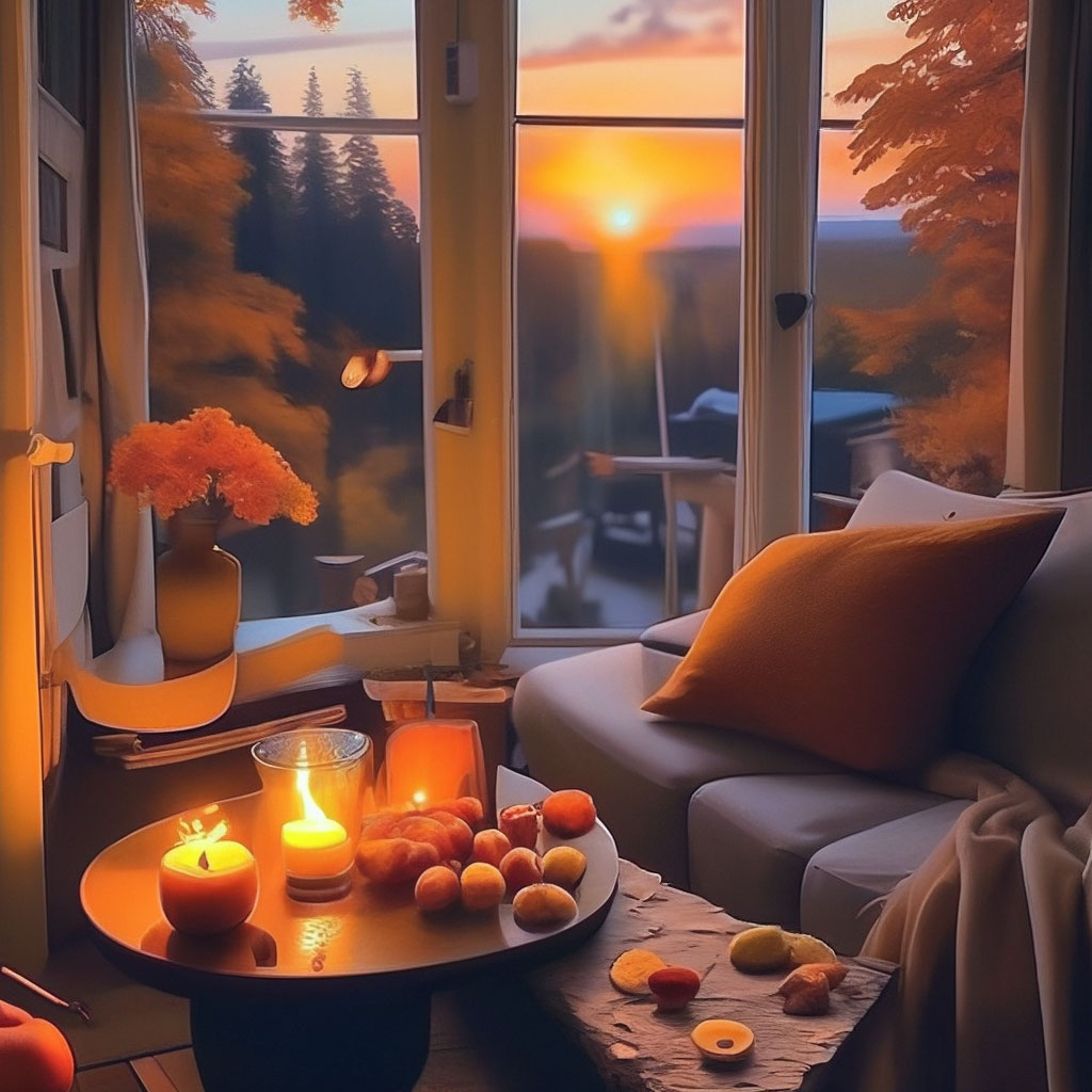 "A pleasant , cozy autumn evening !" — image created in Shedevrum