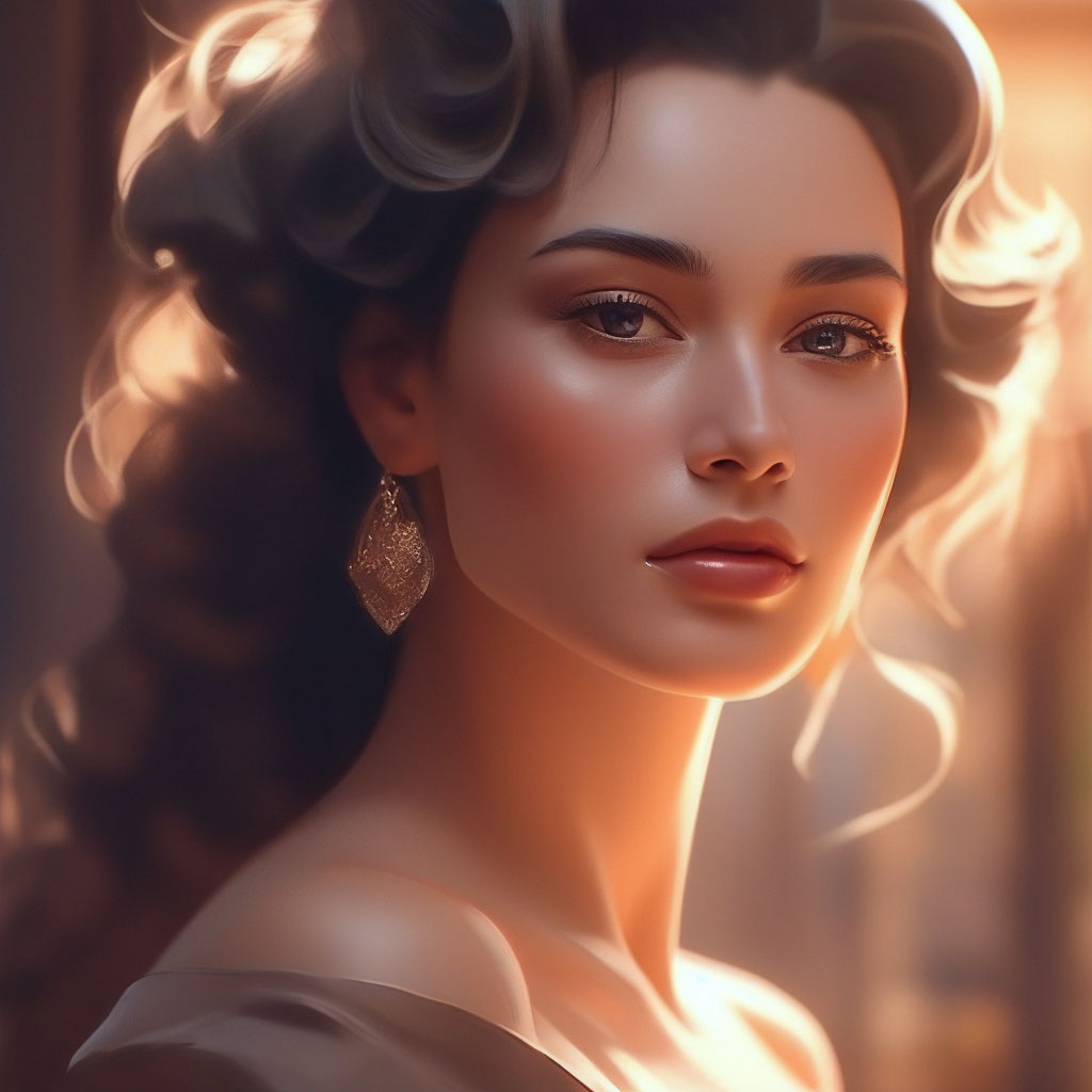 ""Portrait with elegant lighting, cinematic feel, fine details ...