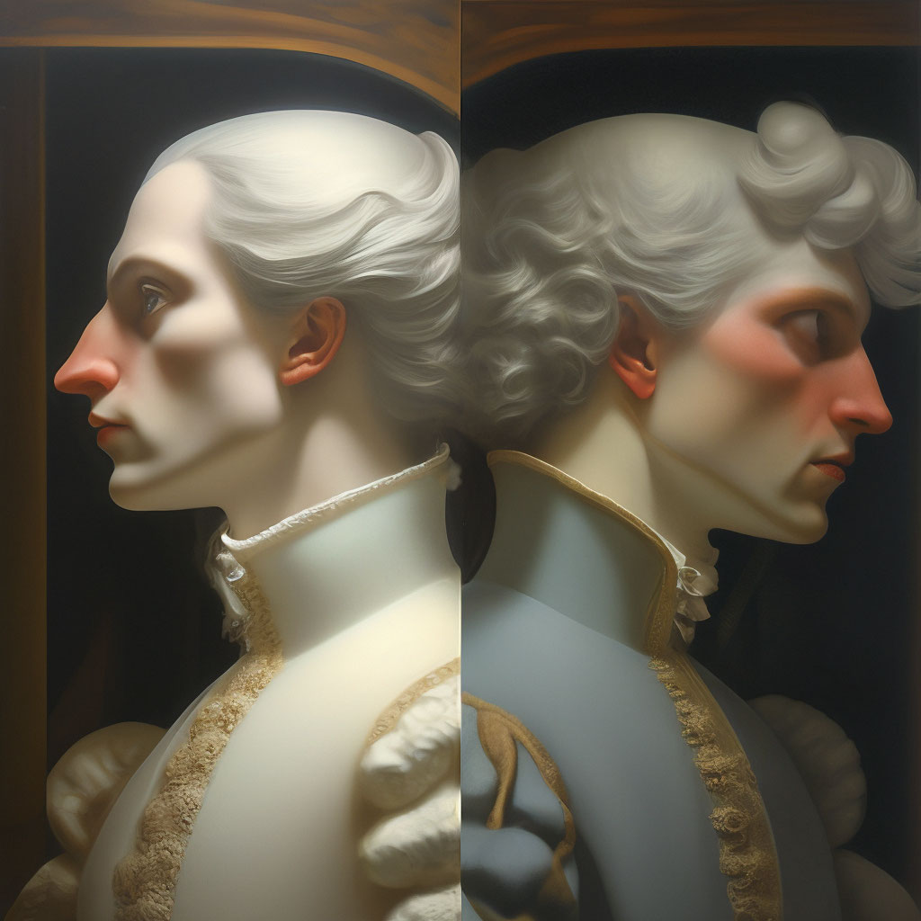 "Split personality, portrait profile, parallel, eighteenth century ...