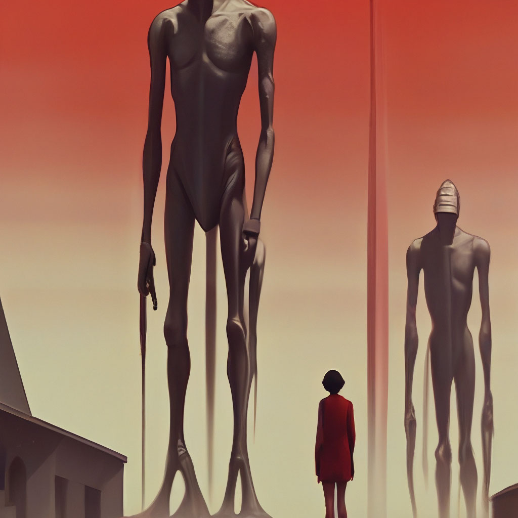 "Very thin humanoid giants, red eyes with dots, black instead of mouth ...