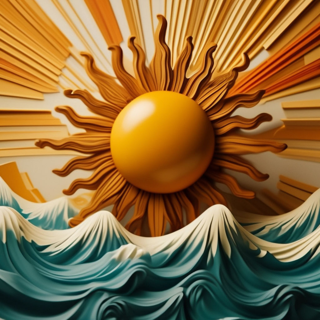"Wooden sun on a plastic sky" — image created in Shedevrum