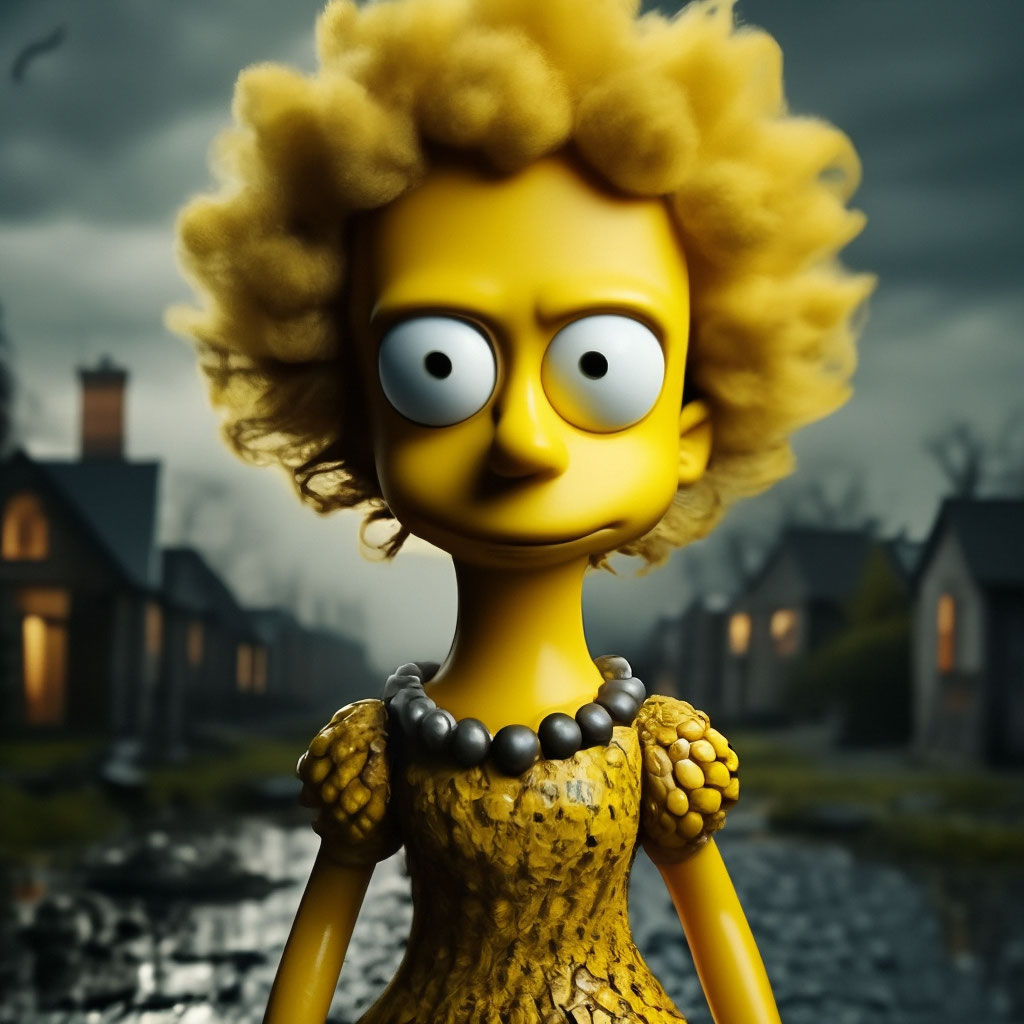 "Lisa Simpson in the style of Tim Burton, high resolution, high detail ...