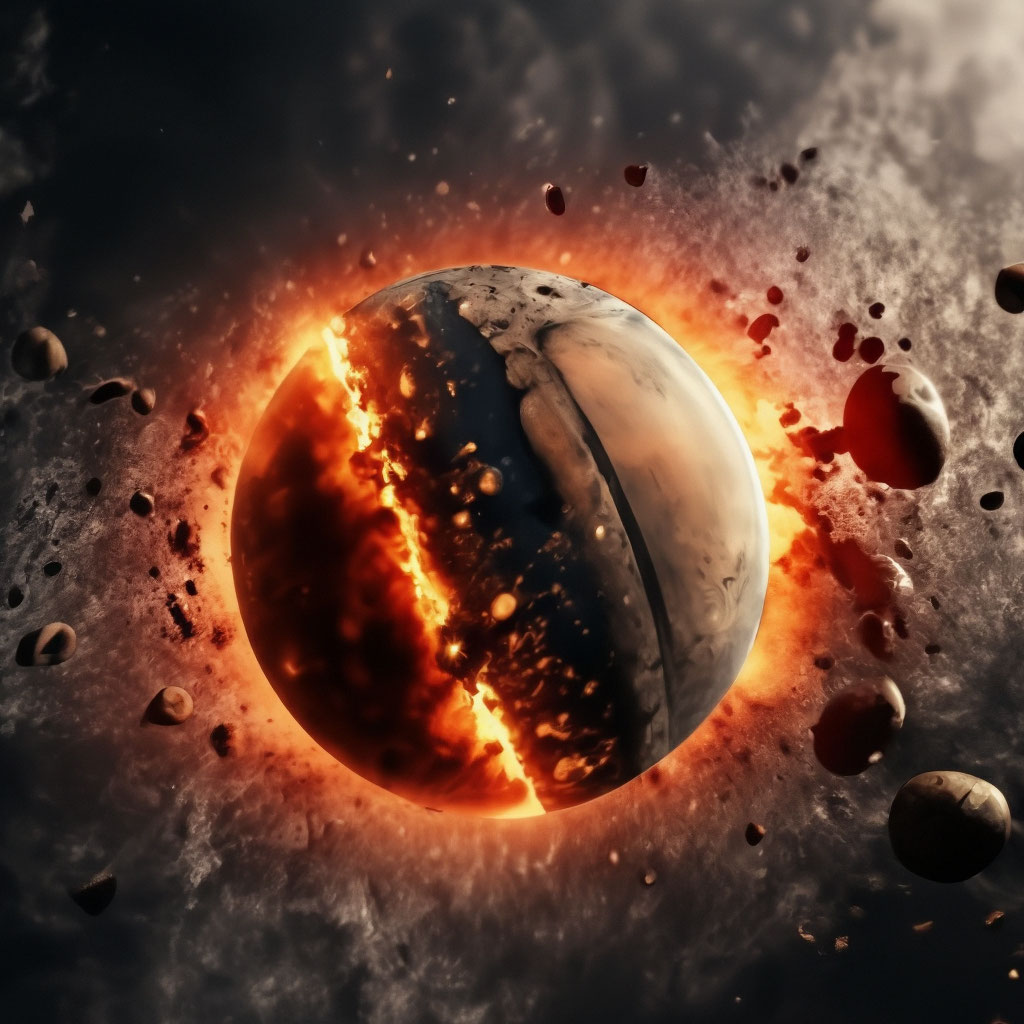 "Mars and Earth collided" — image created in Shedevrum