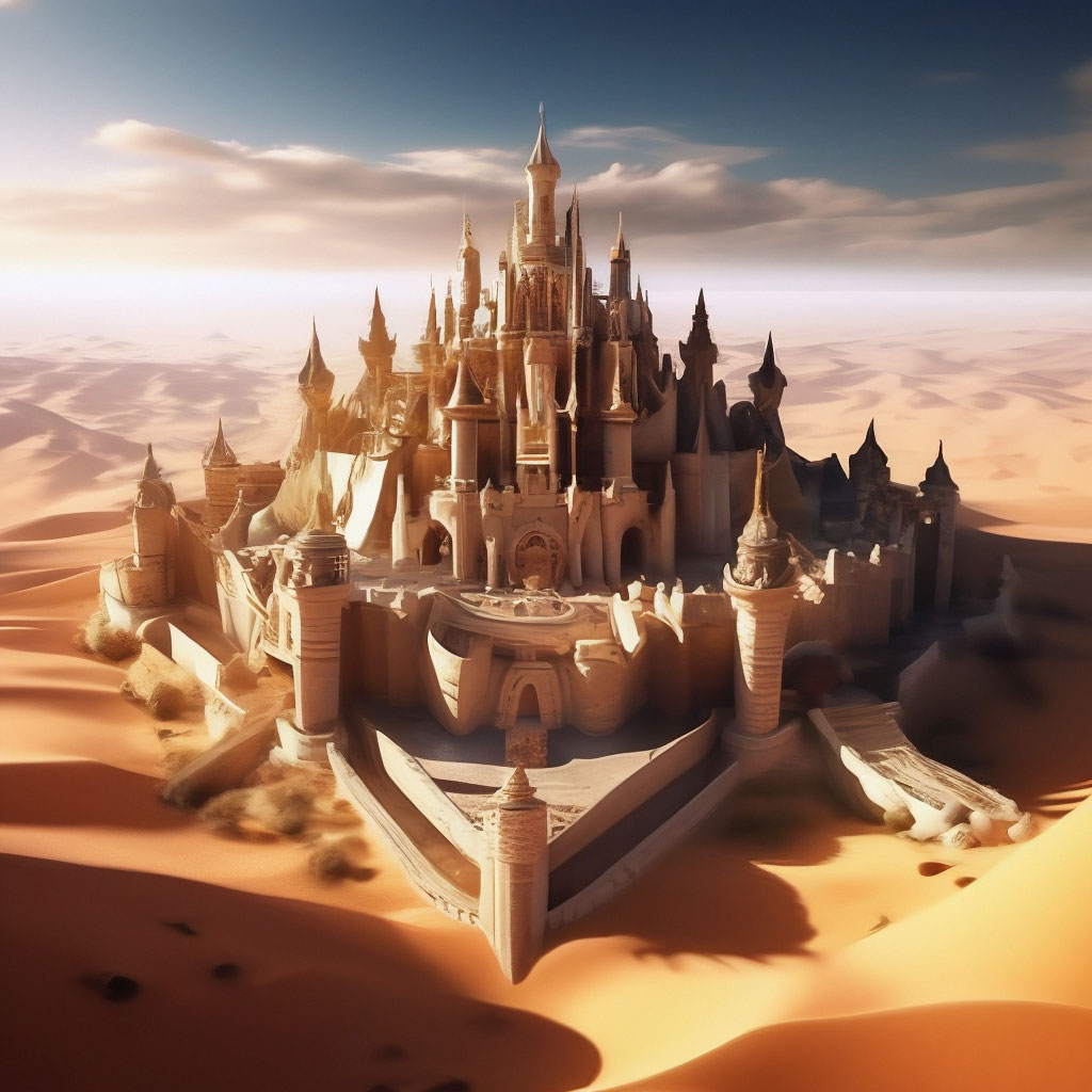 "The most magnificent castle in the desert realistic high detail ...