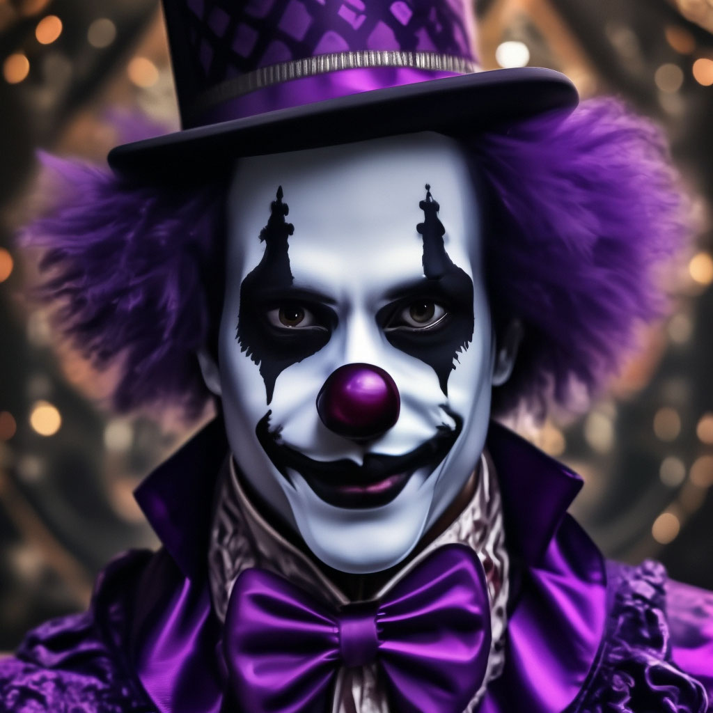 Clown Black And Purple In The Circus Black Realistic In A Fairy Tale