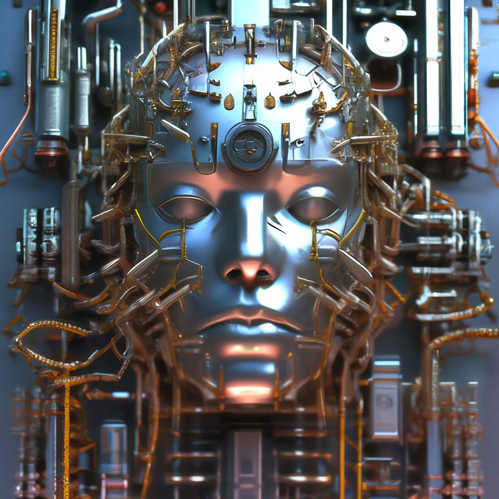 "Metal face made of small metal electrical parts and wires, 16k ...