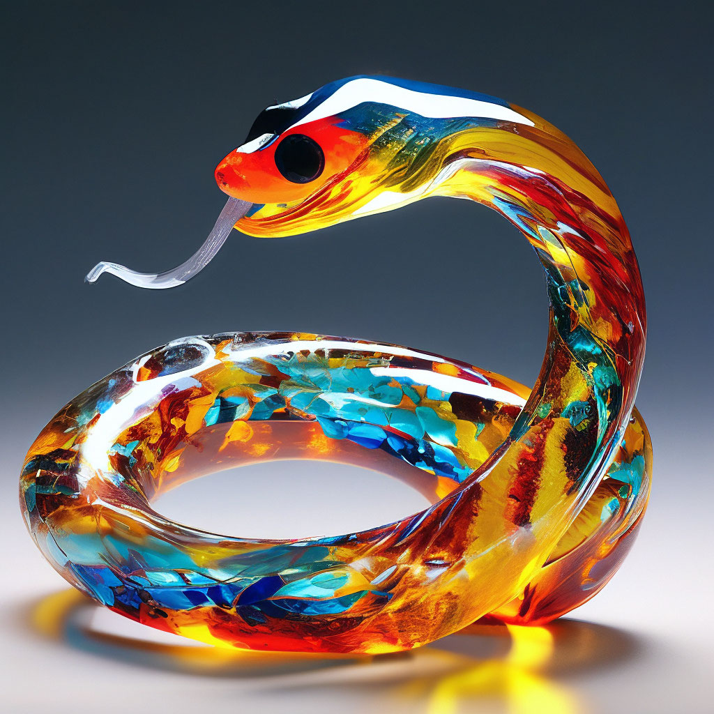 "Glass snake, fusion" — image created in Shedevrum