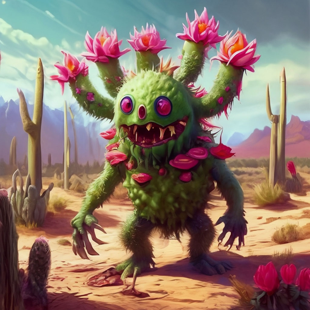"Cactus monster,zombie, flower monster, horror, creepy, surrealism ...