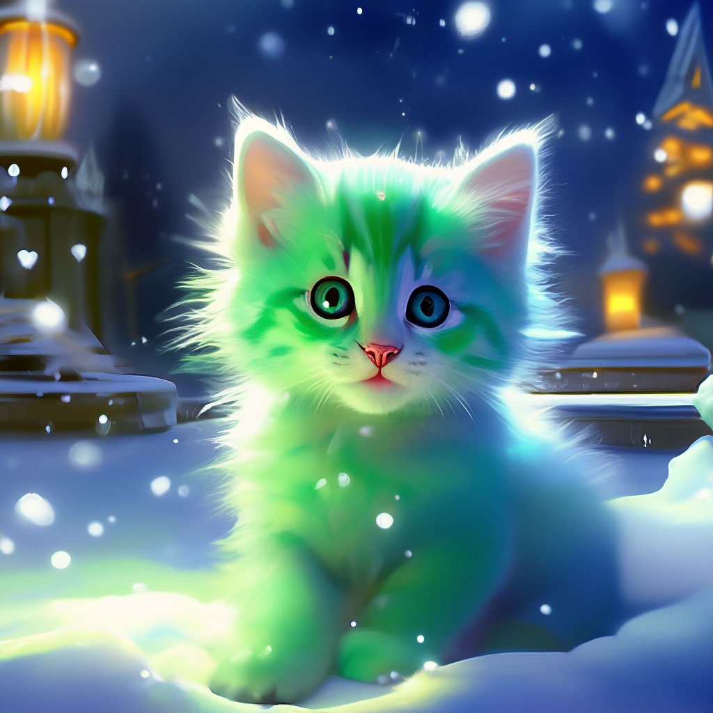 "Kitten😺 Bright bluish-green kitten, hyperrealism, spectacular ...