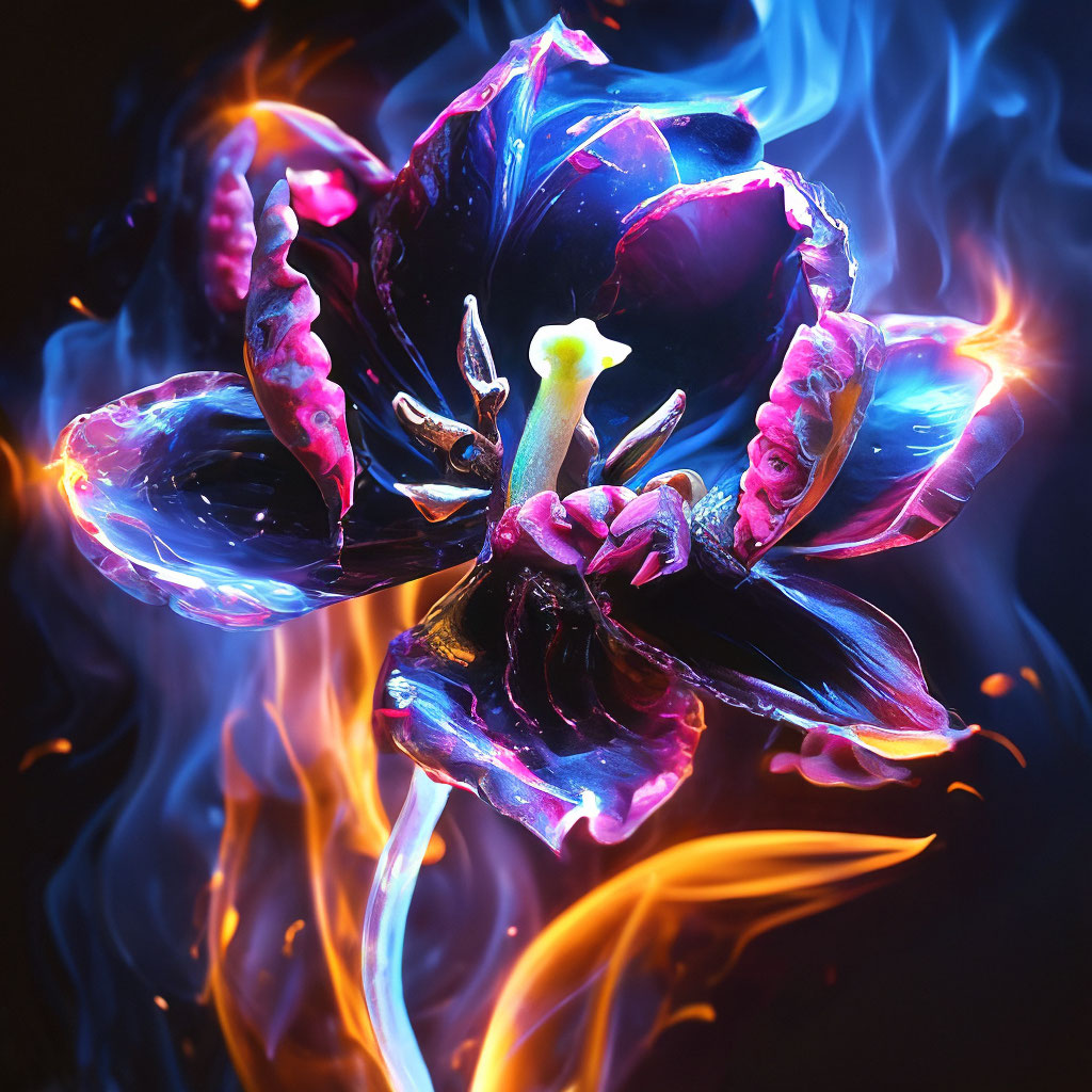 "Black Tulip Hyperrealistic, beautiful,realistic, made of fire smoke ...