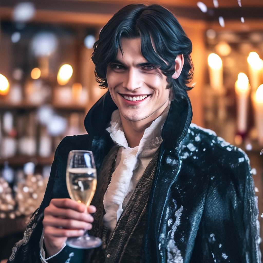 "An extraordinary young vampire Man with black hair on his side bangs ...