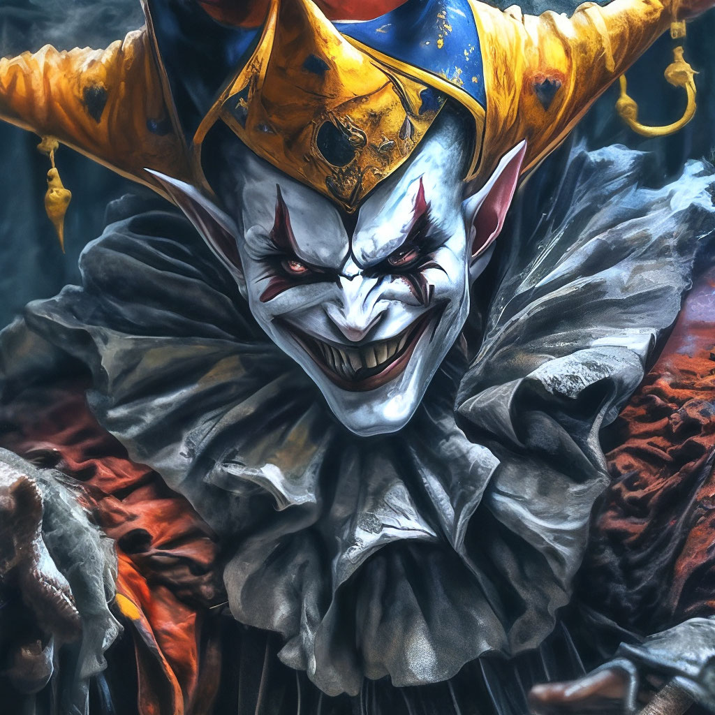 "Buffoon-jester black art,gothic,horror,horror,fear hyperdetalization ...