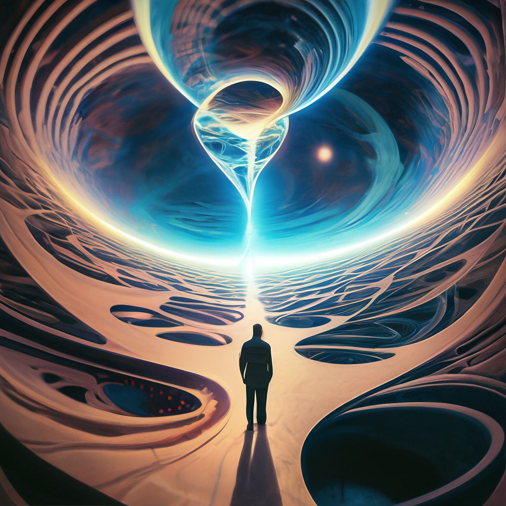 "Distortion of space and time" — image created in Shedevrum