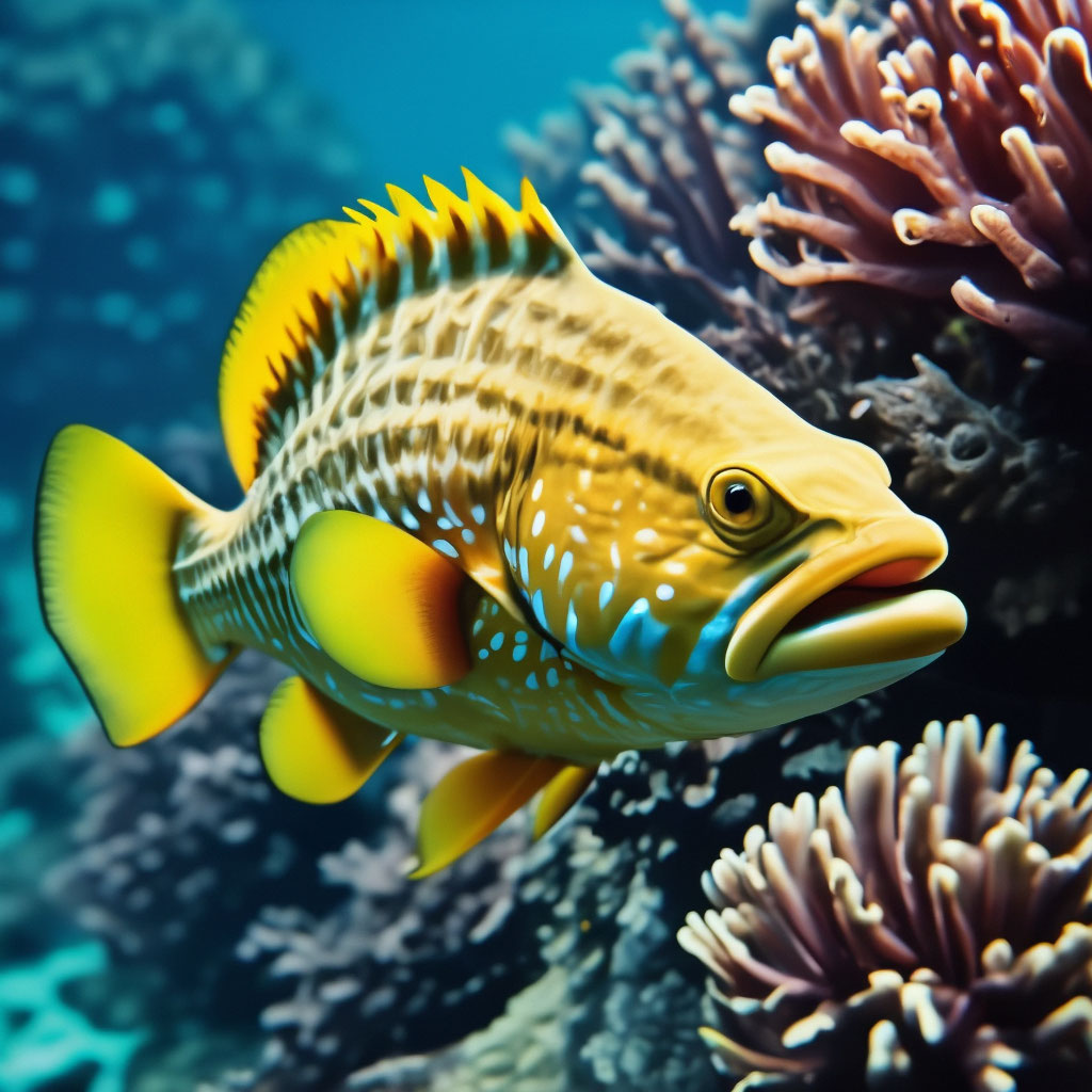 "Spotted yellow grouper" — image created in Shedevrum
