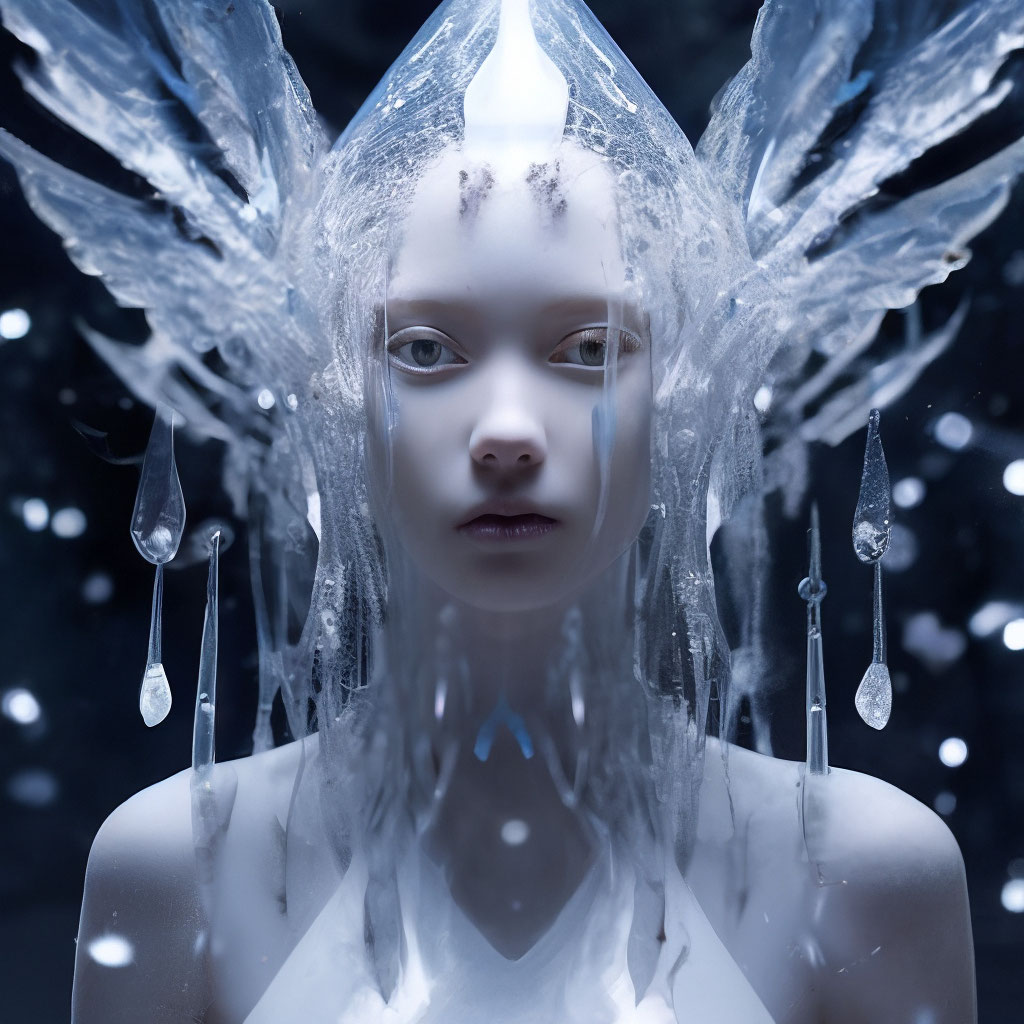 "The girl's face is made of small snowflakes and lava-elaz,the ...