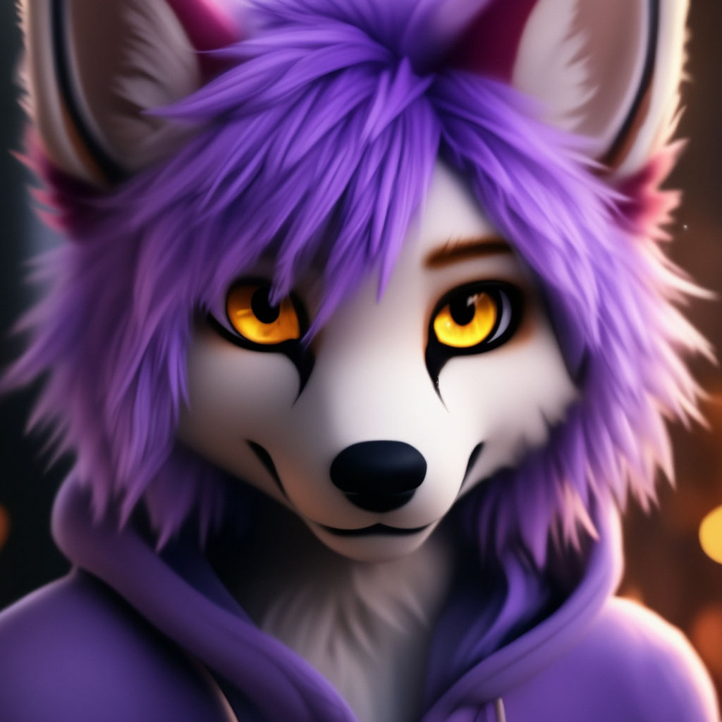 "A furry with lavender and yellow fur digital art cute anime eyes ...