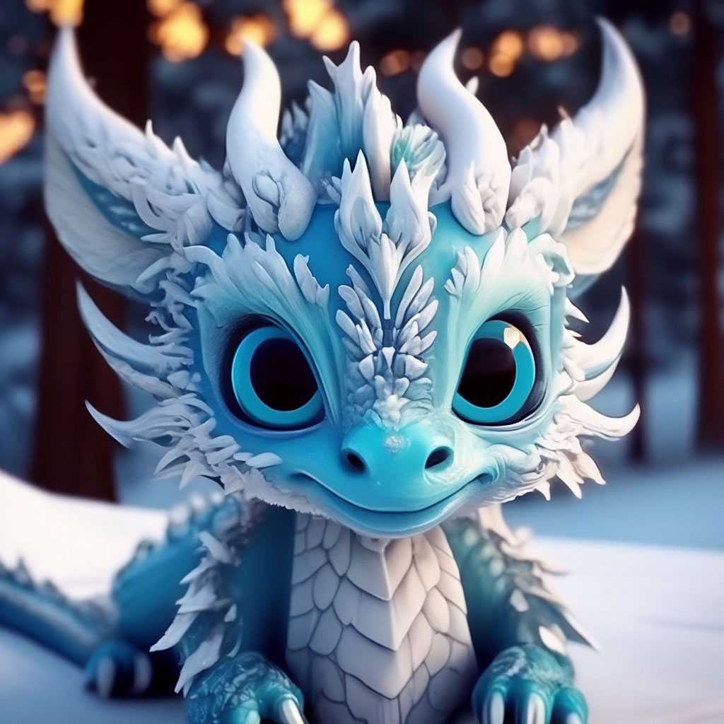 "Winter dragon big eyes cute realistic high detail and quality" — image ...