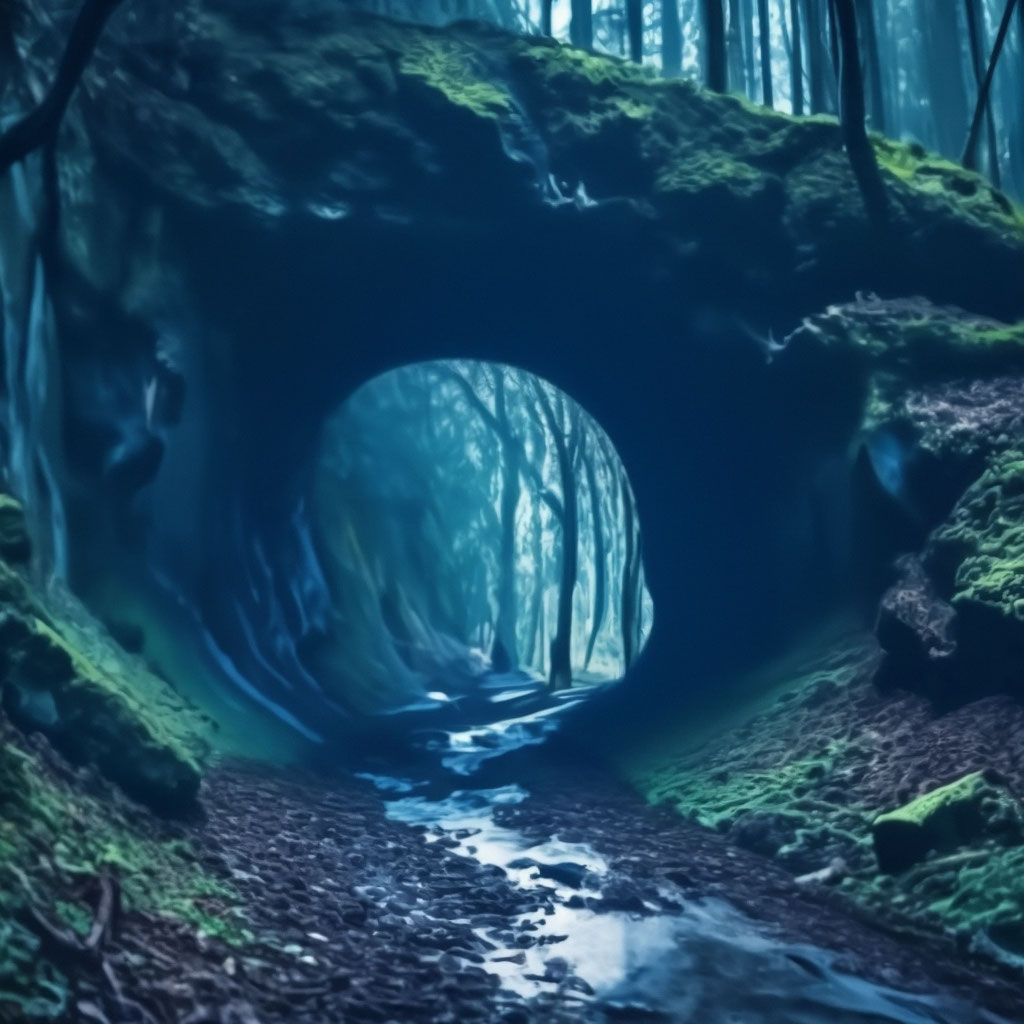 "Cave, night forest, night time, creepy, night, darkness, tunnel ...